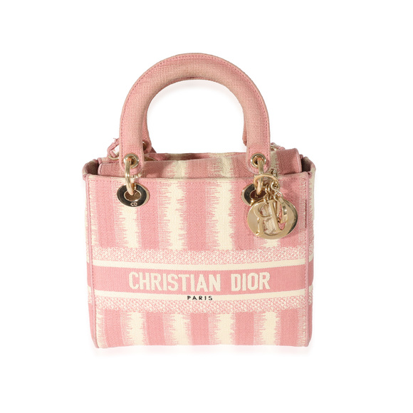 Dior | Bags | Christian Dior Pink Canvas Medium Dstripes Lady Dlite ...